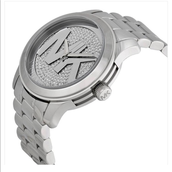 Michael Kors | Accessories | Michael Kors Mk5544 Runway Silver Crystal ...